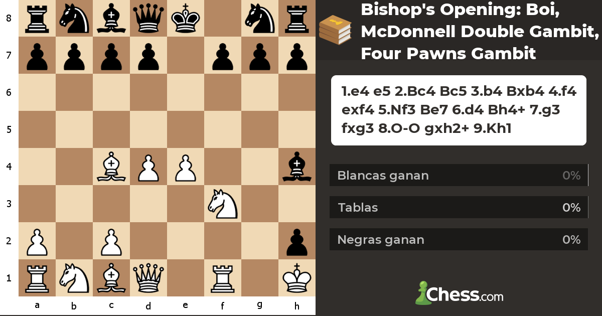 Bishop's Opening: Boi, McDonnell Double Gambit, Four Pawns Gambit ...