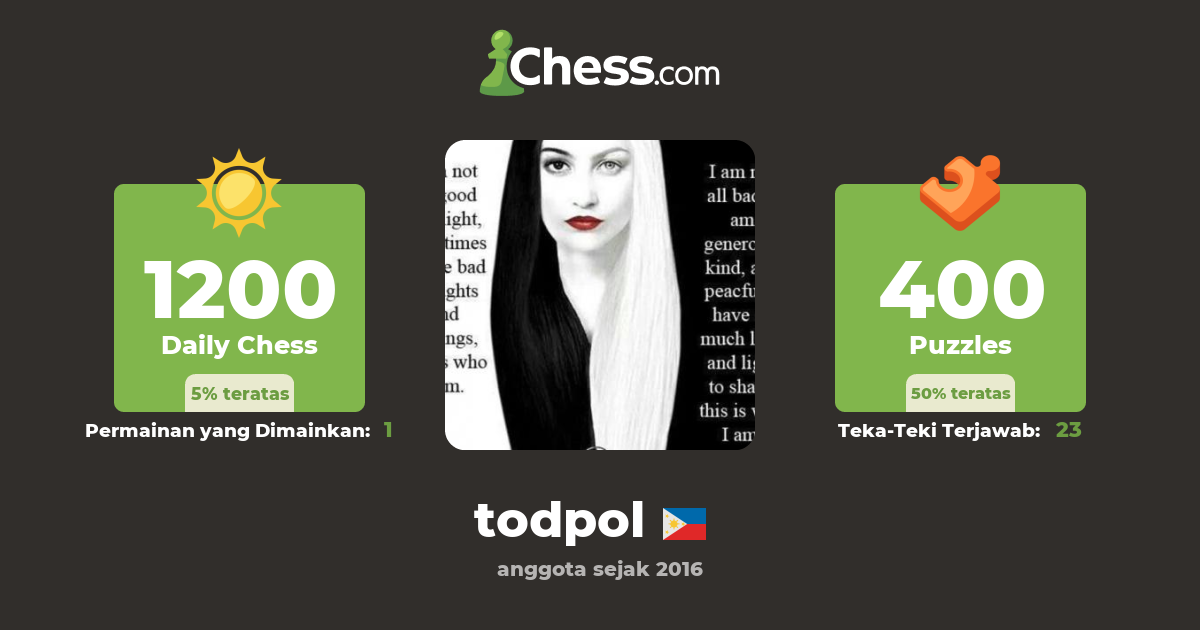 Sheena Sarmiento (todpol) - Profil Catur - Chess.com