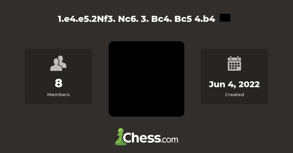 1.e4.e5.2Nf3. Nc6. 3. Bc4. Bc5 4.b4 - Chess Club - Chess.com