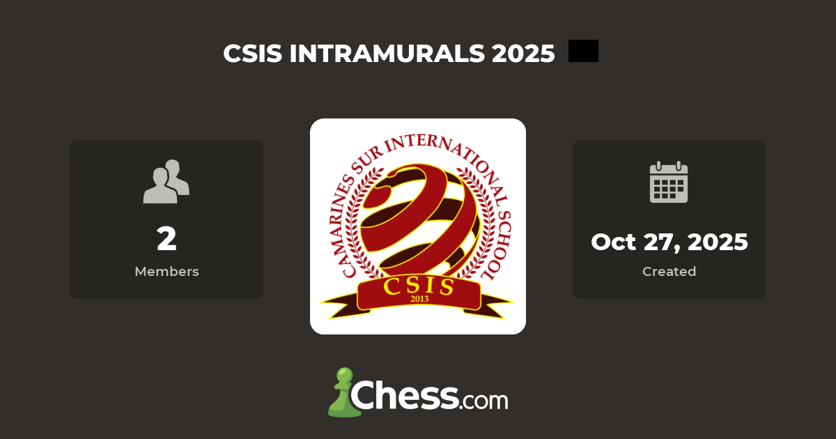 CSIS INTRAMURALS 2025 - Chess Club - Chess.com