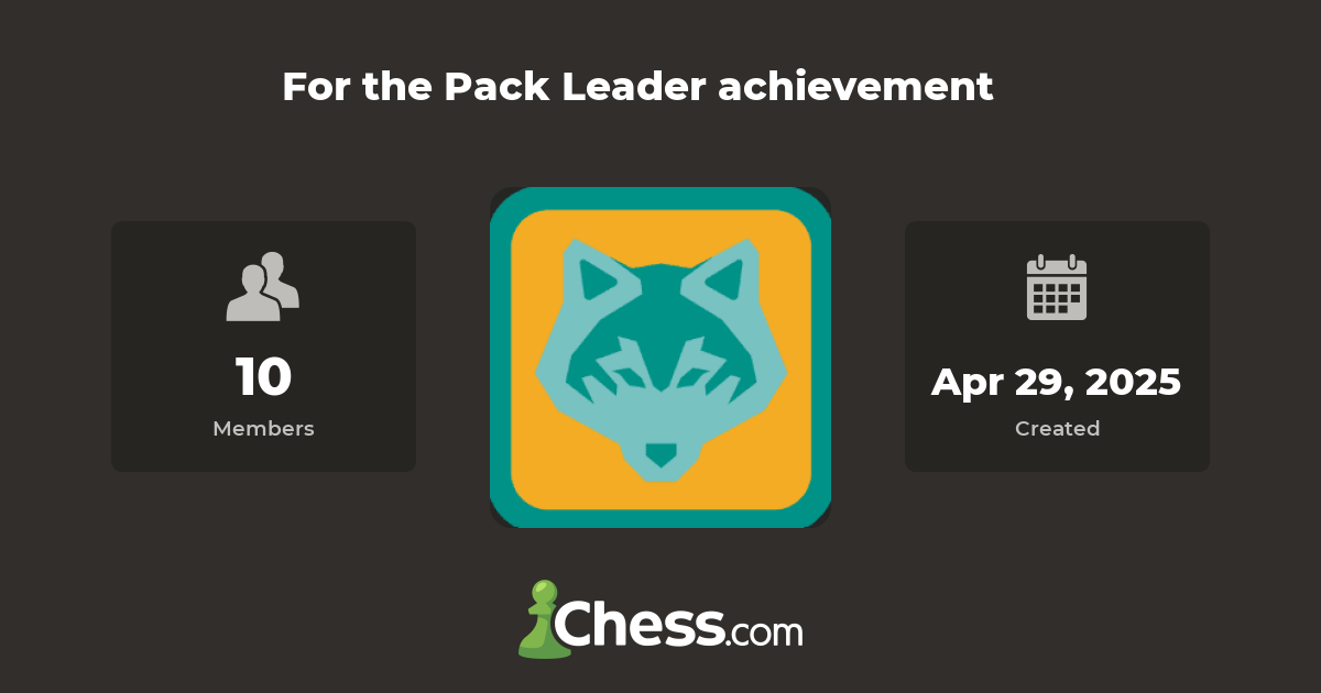 For the Pack Leader achievement - Chess Club - Chess.com