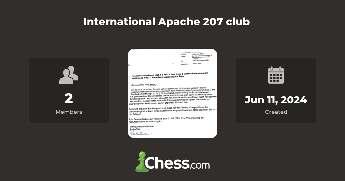 International Apache 207 club - Chess Club - Chess.com