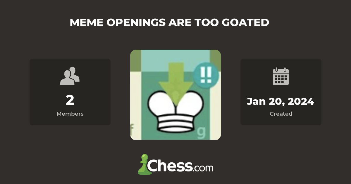 MEME OPENINGS ARE TOO GOATED - Chess Club - Chess.com