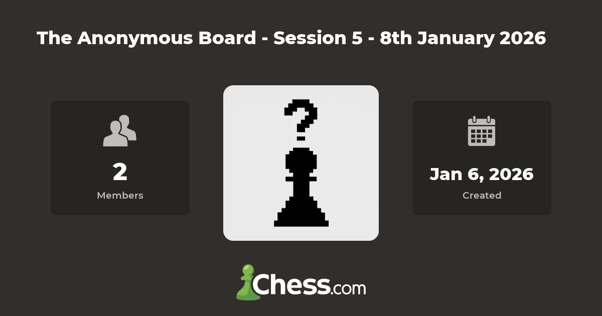 The Anonymous Board - Session 5 - 8th January 2026 - Chess Club - Chess.com