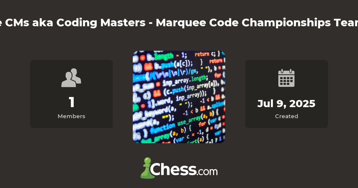 The CMs aka Coding Masters - Marquee Code Championships Team - Chess Club - Chess.com