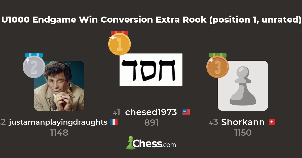 U1000 Endgame Win Conversion Extra Rook (position 1, unrated) - Live Chess Tournament - Chess.com