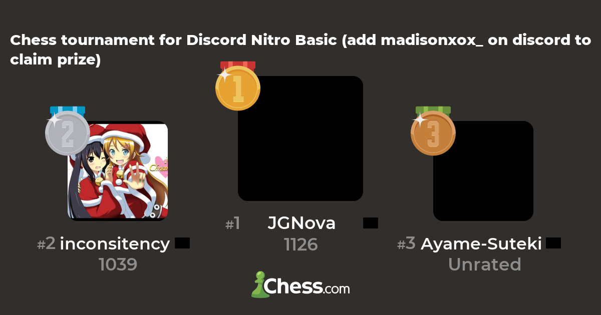Chess tournament for Discord Nitro Basic (add madisonxox_ on discord to ...