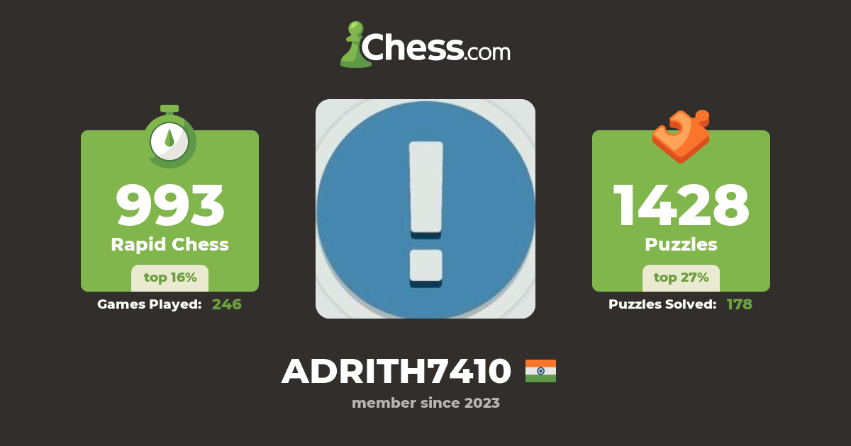 adrith's streaming world (ADRITH7410) - Chess Profile - Chess.com