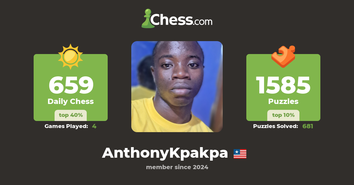 Anthony F Kpakpa (AnthonyKpakpa) - Chess Profile - Chess.com