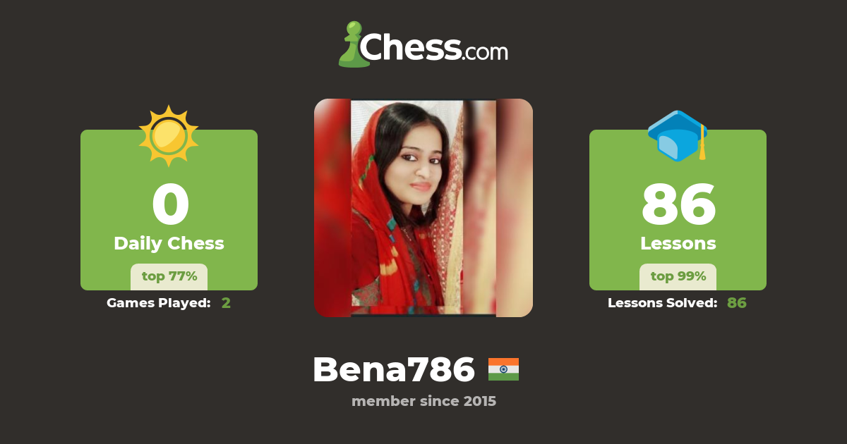 Fathima Benazer (Bena786) - Chess Profile - Chess.com