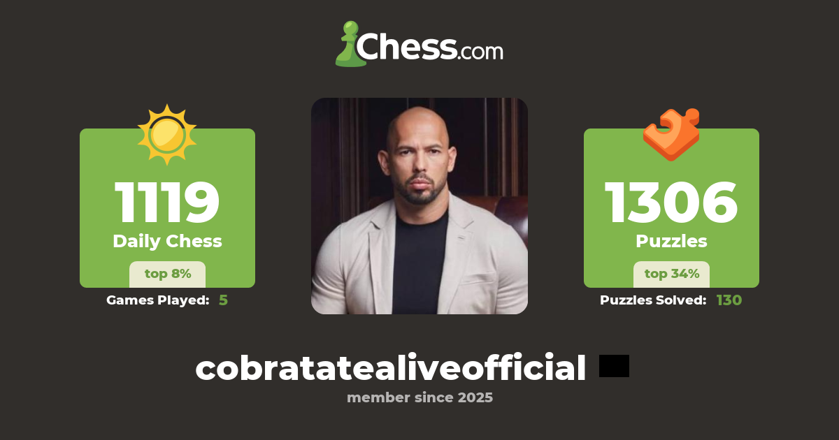 Emory Andrew Tate III (cobratatealiveofficial) - Chess Profile - Chess.com