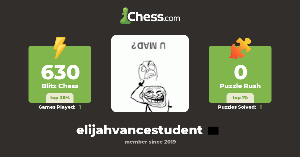 Elijah Vance STUDENT (elijahvancestudent) - Chess Profile - Chess.com