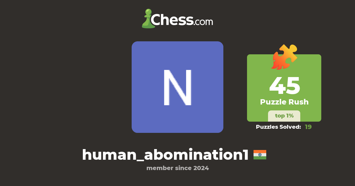 Nithiesh Kumar S 24BCE1143 (human_abomination1) - Chess Profile - Chess.com