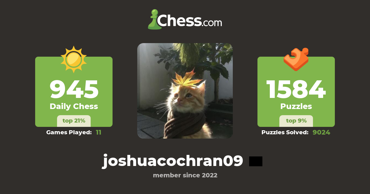 Joshua Cochran (joshuacochran09) - Chess Profile - Chess.com