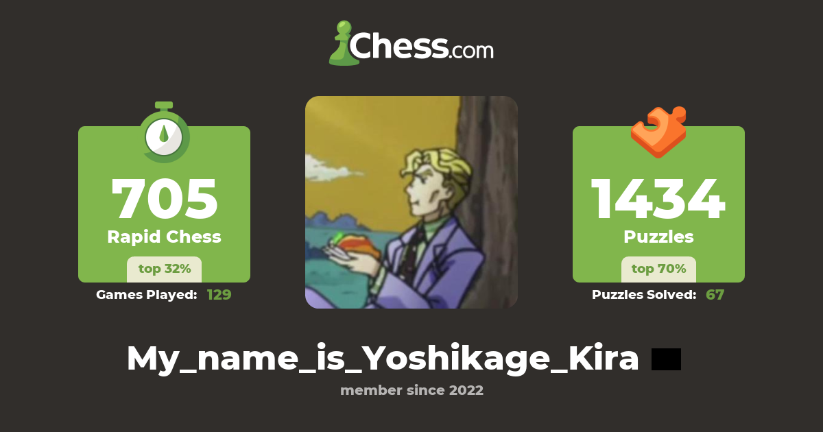 My_name_is_Yoshikage_Kira - Chess Profile - Chess.com