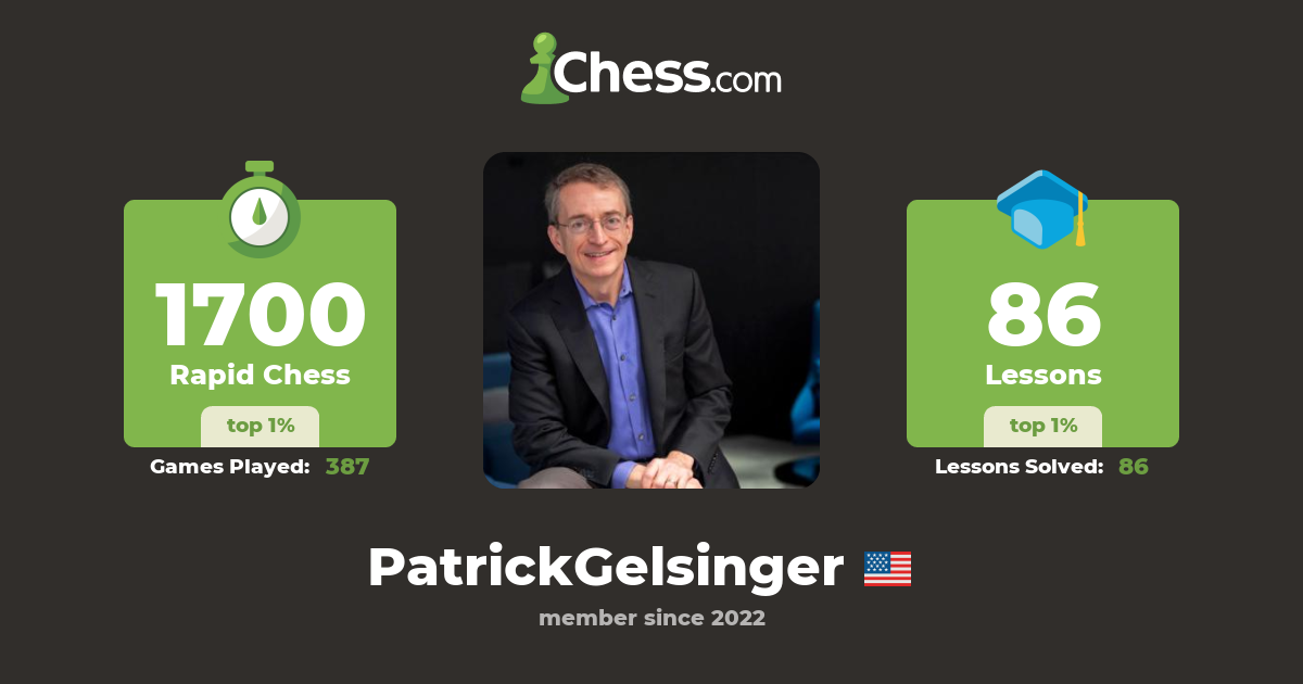 Patrick Gelsinger (PatrickGelsinger) - Chess Profile - Chess.com