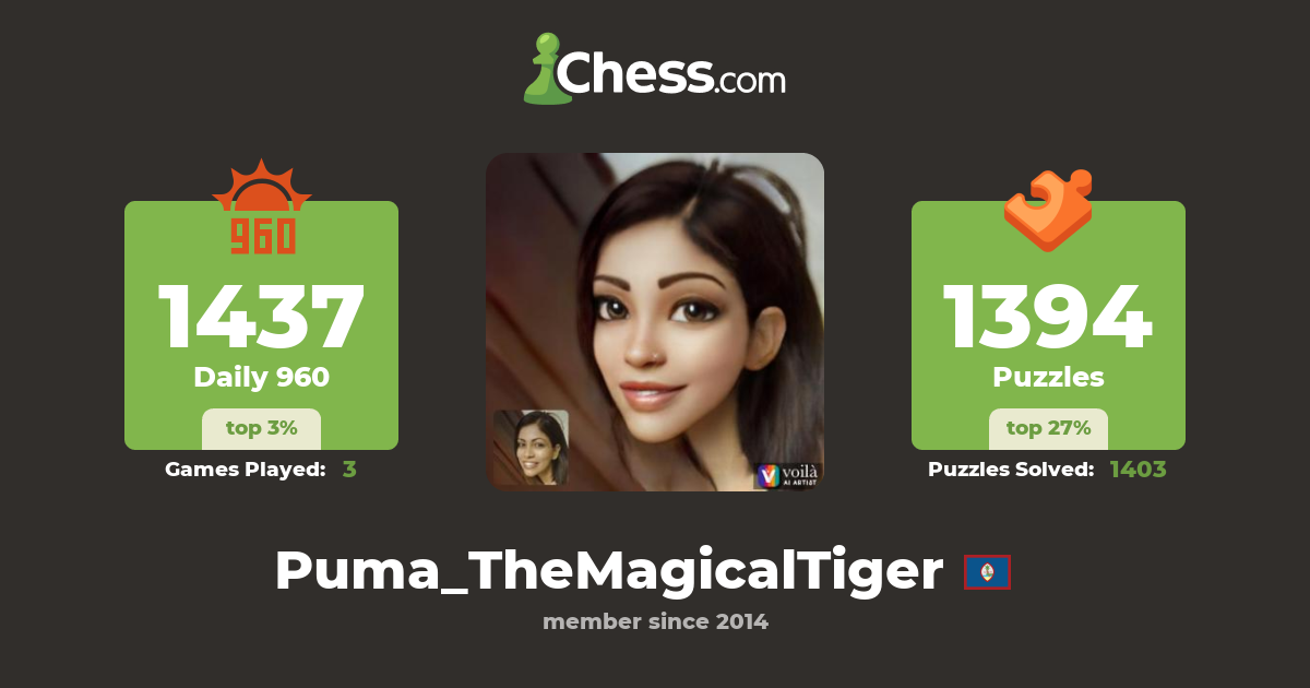 Piumi Ain't Got One (Puma_TheMagicalTiger) - Chess Profile - Chess.com