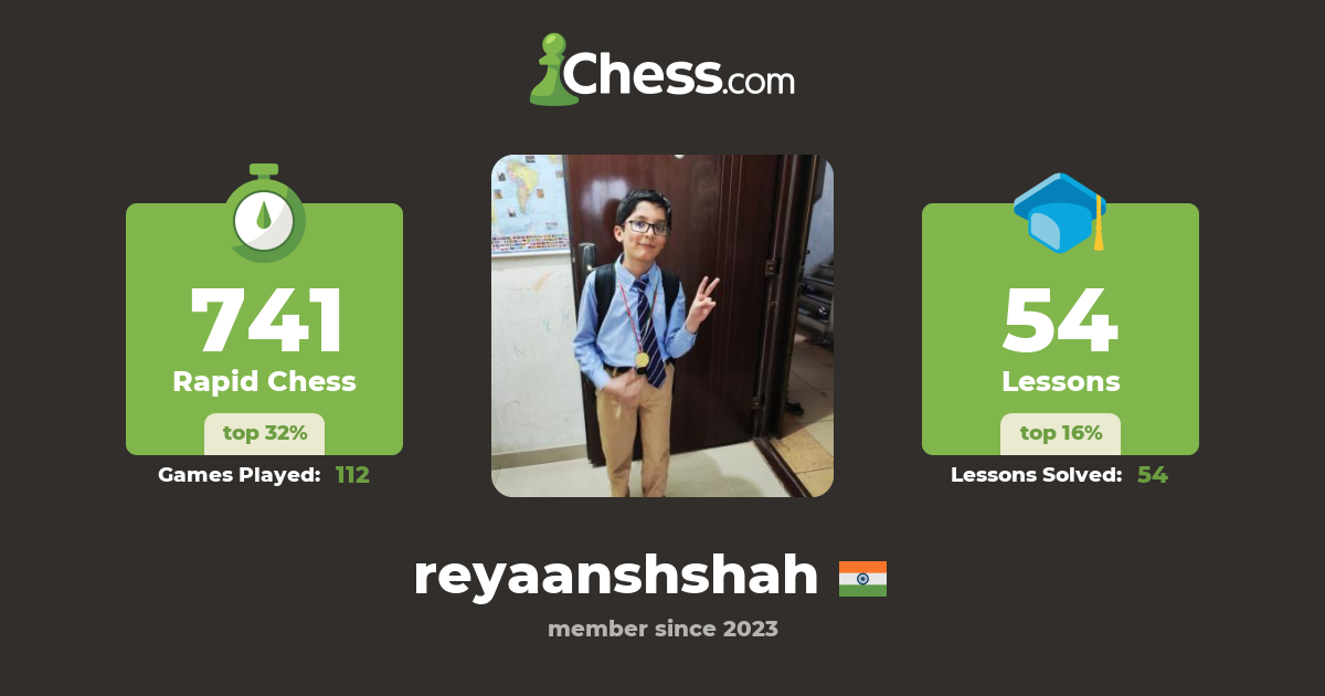 Reyaansh Shah (reyaanshshah) - Chess Profile - Chess.com