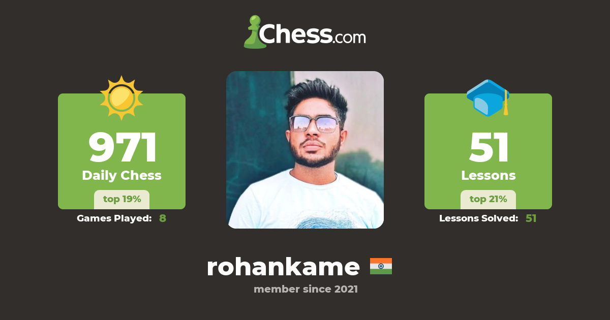 Rohan Kame (rohankame) - Chess Profile - Chess.com