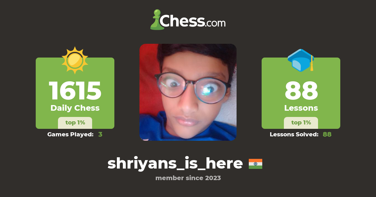 shriyans mishra (shriyans_is_here) - Chess Profile - Chess.com